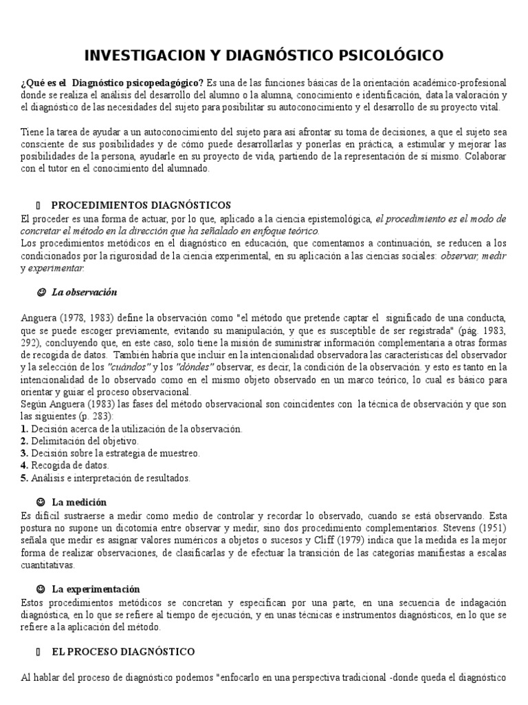 Investigacion y Diagnóstico Psicológico Trabajo | Psicología ...