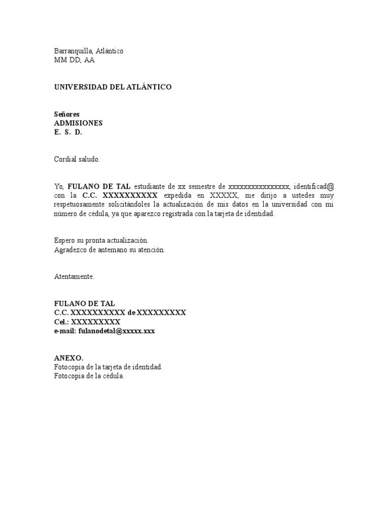 Ejemplos De Formato De Carta Con Cc