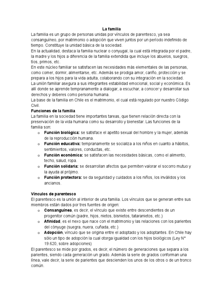 La familia, unidad básica de la sociedad | PDF | Parentesco | Familia