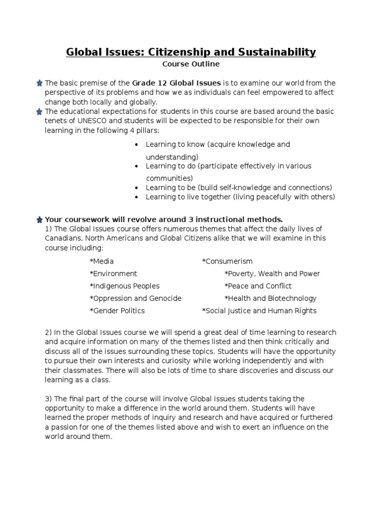 Global Issues Course Outline | PDF