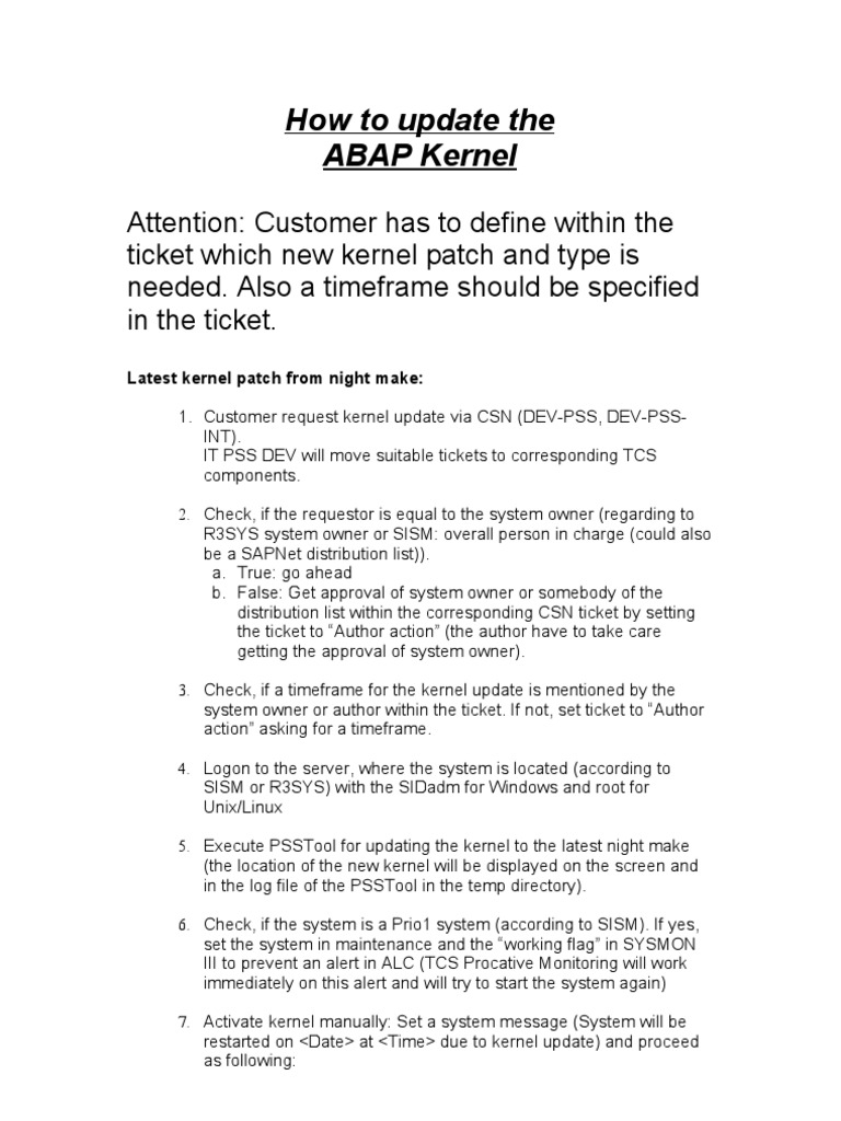 How To Implement Abap Kernel Update Pdf Kernel Operating System Linux