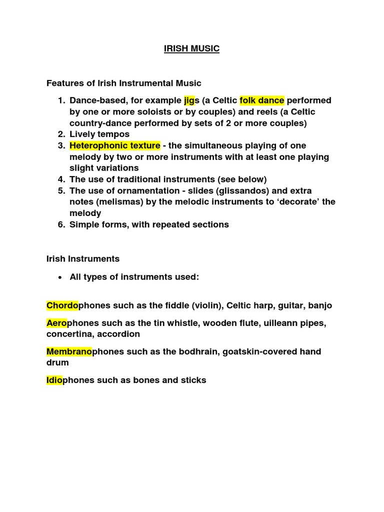 Features of Irish Instrumental Music | PDF | Musical Instruments ...