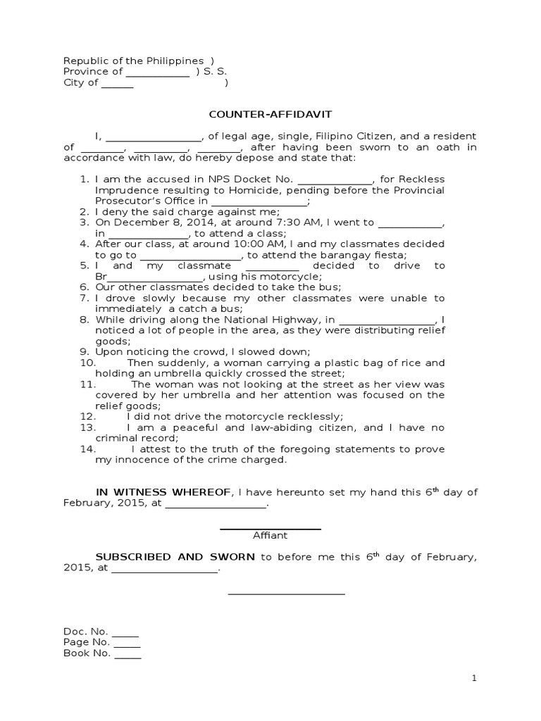 Counter Affidavit | PDF