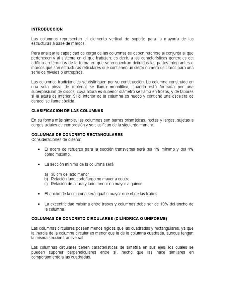 Columnas Exentas en Estructuras | PDF | Pandeo | Elasticidad (Física)