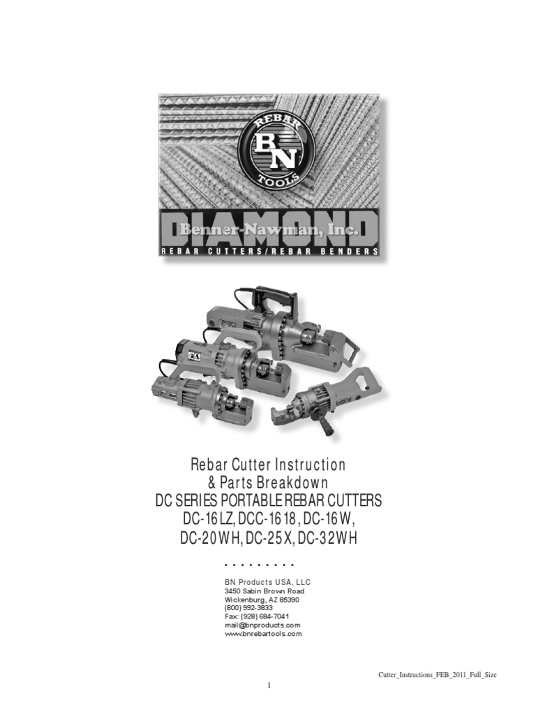 Rebar Cutter Operation Manual DC Series | PDF | Screw | Valve
