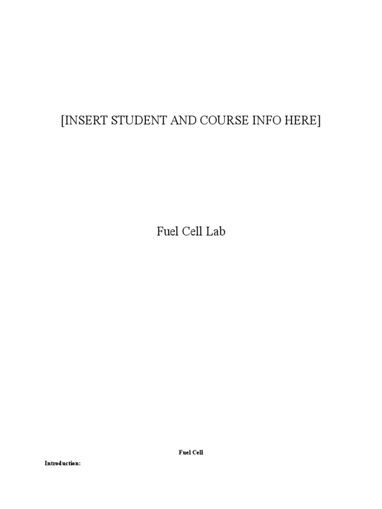 Fuel Cell Lab Report | PDF | Fuel Cell | Cathode
