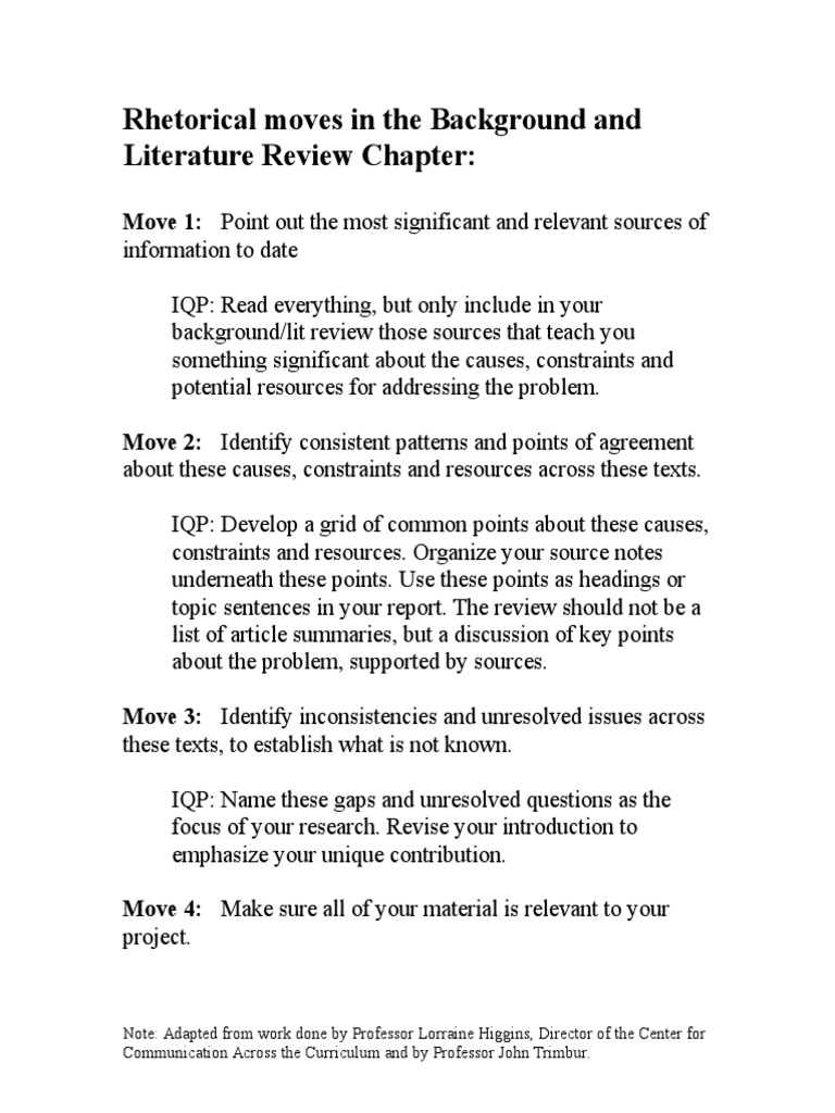 Rhetorical Moves in Lit Review | PDF | Career & Growth | Science ...