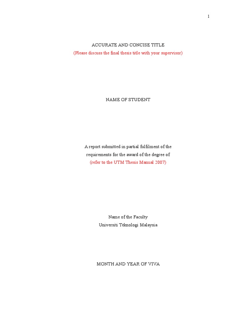 Utm Proposal Template | PDF | Hypothesis | Thesis