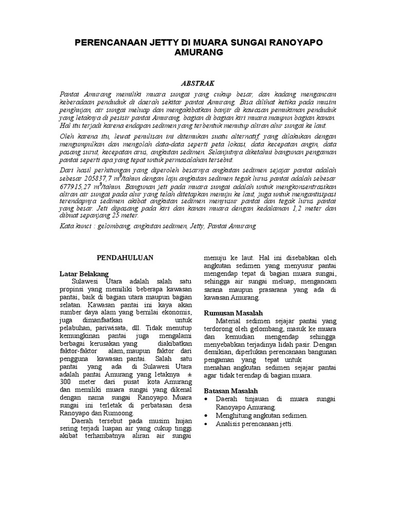 Jetty untuk Muara Ranoyapo | PDF | Ilmu Sosial | Perjalanan