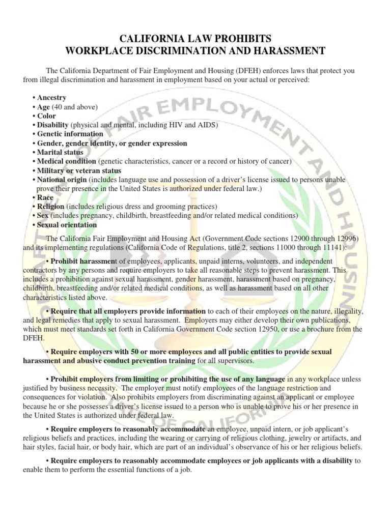 Dfeh 162 2015 | PDF | Harassment | Employment