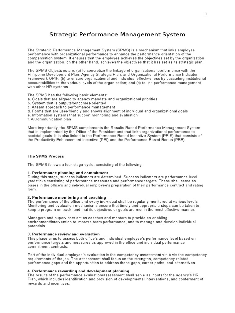 Strategic Performance Management System | Download Free PDF ...