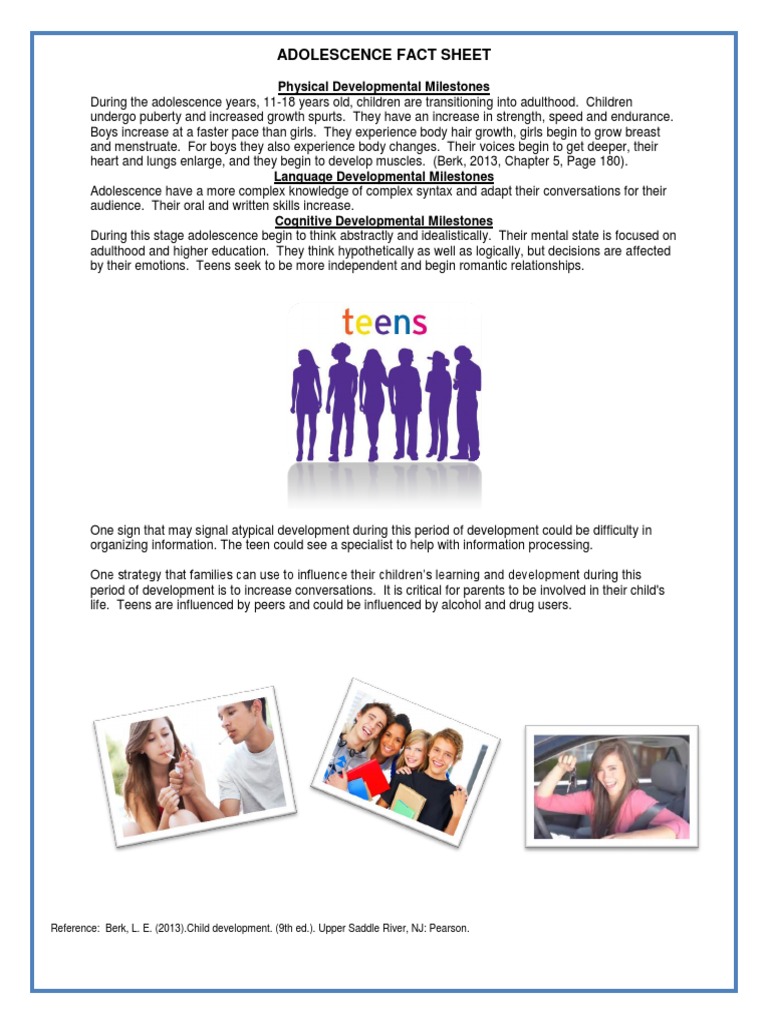 Adolescence Fact Sheet | PDF | Child Development | Relationships