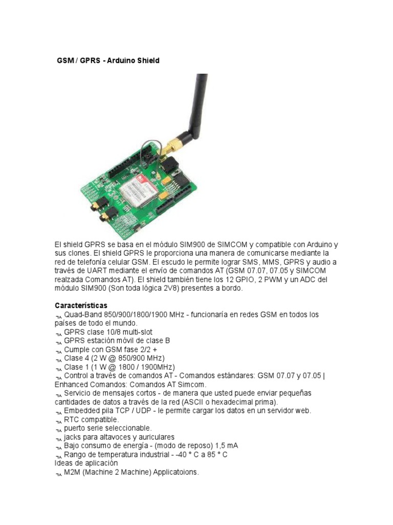 Datos de La Shield Sim900 | PDF | Arduino | Gsm