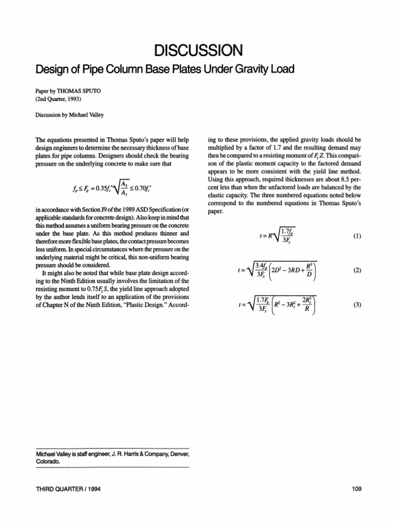 Pipe Column Base Plate Design Insights | PDF