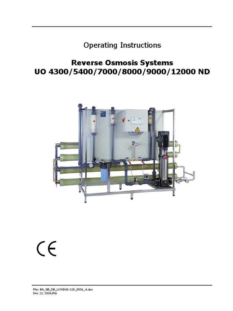 Reverse Osmosis ND Manual | PDF | Osmosis | Membrane