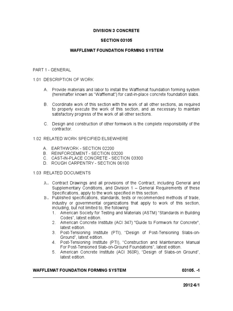 Wafflemat Foundation Forming System | PDF | Specification (Technical ...