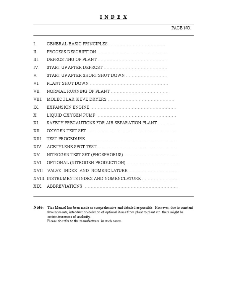 Oxygen Plant Manual | PDF | Valve | Pump