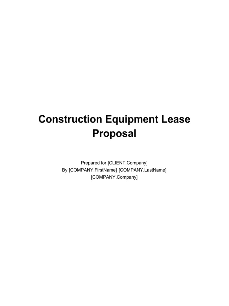 Construction Equipment Lease Proposal | PDF | Assignment (Law) | Lease