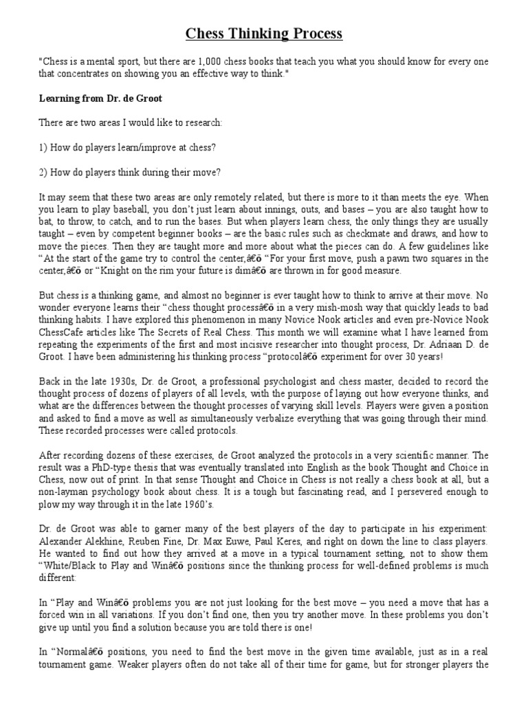 Chess Thinking Process | PDF | Chess | Thought