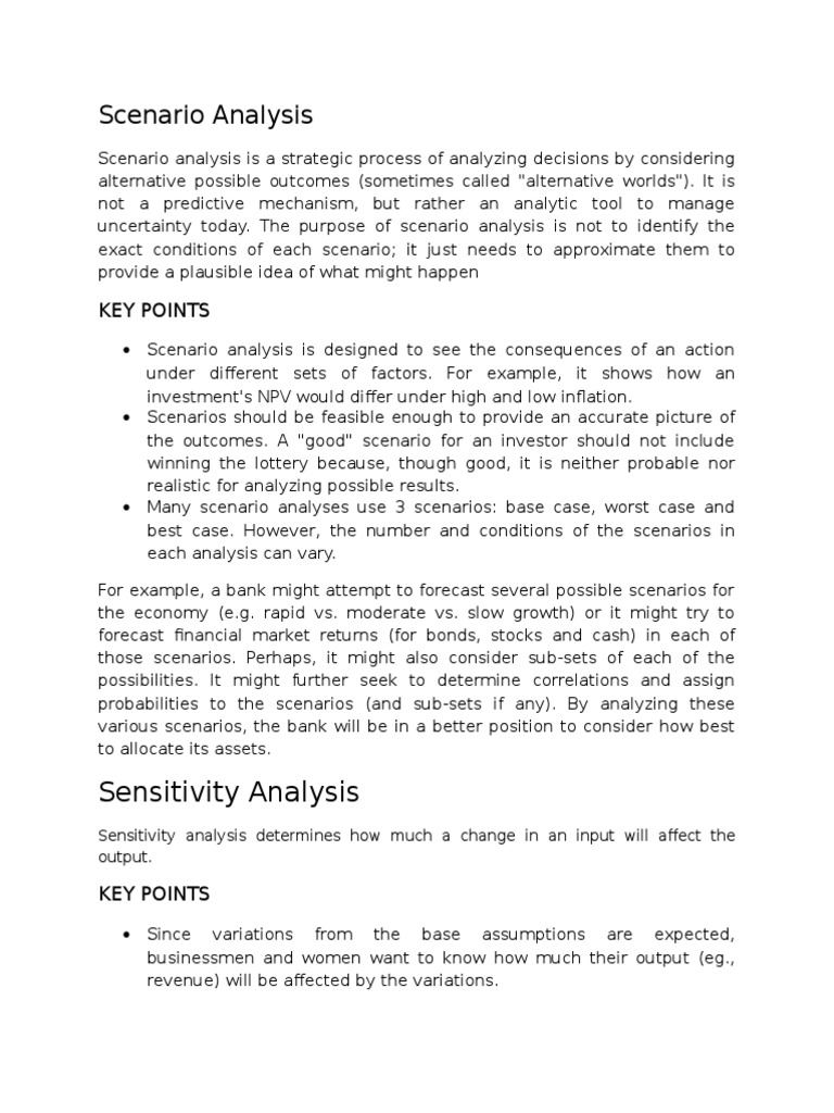 Scenario and Sensitivity Analysis | PDF | Sensitivity Analysis ...