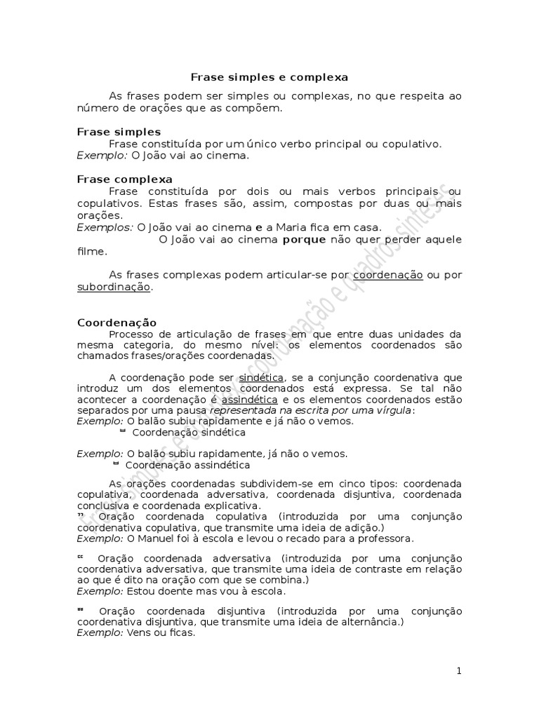 Frase Simples e Complexa | PDF | Morfologia linguística | Sintaxe