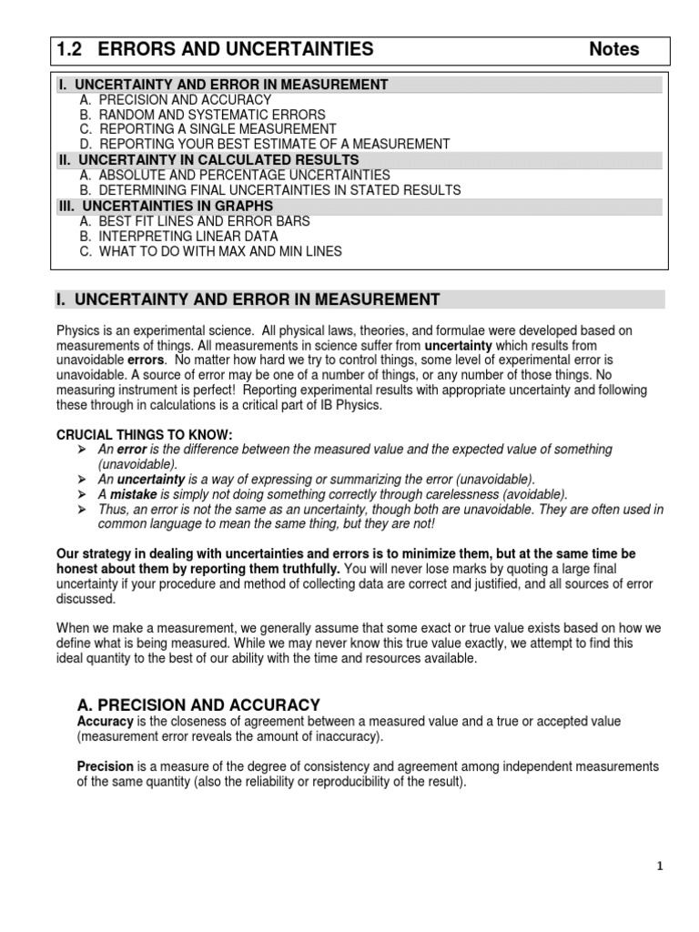 Measurements and Uncertainties | PDF | Observational Error | Accuracy And Precision