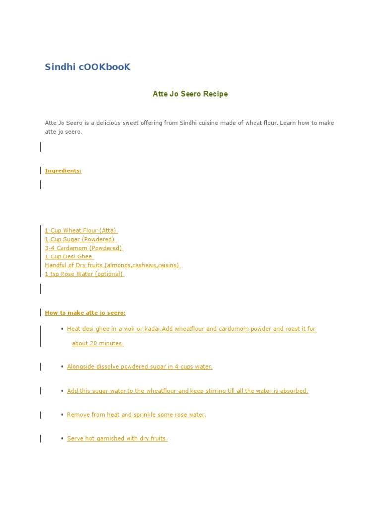 Sindhi COOKbooK | PDF | Indian Cuisine | Ginger