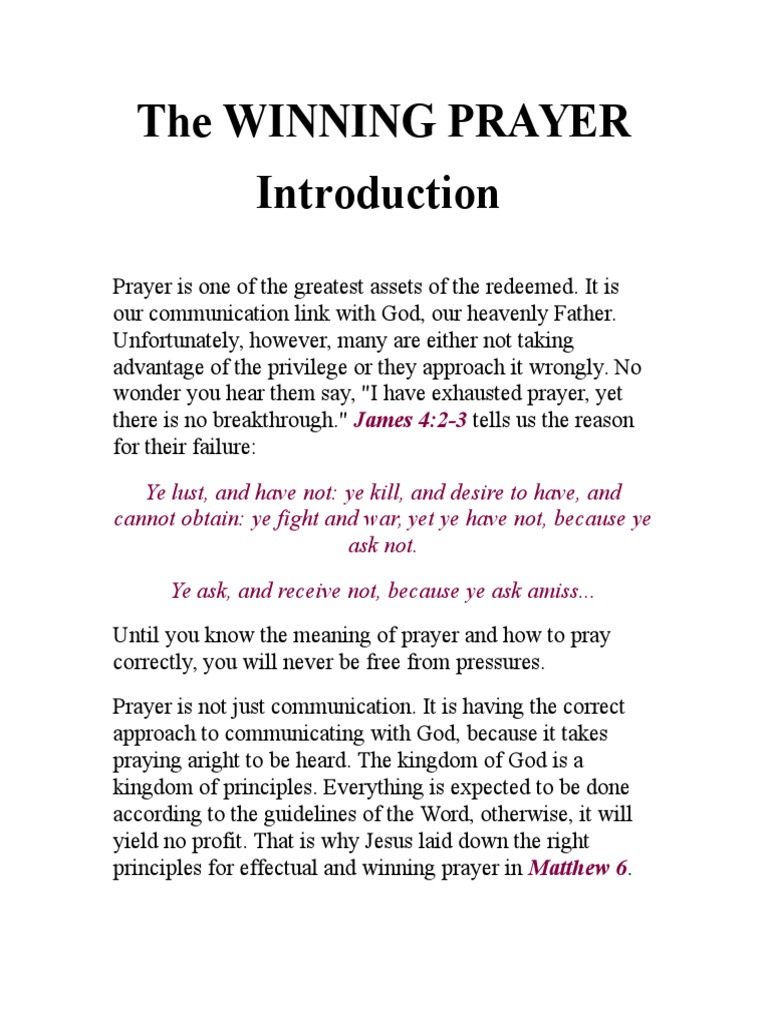 The Winning Prayer | PDF | Prayer | Religious Behaviour And Experience