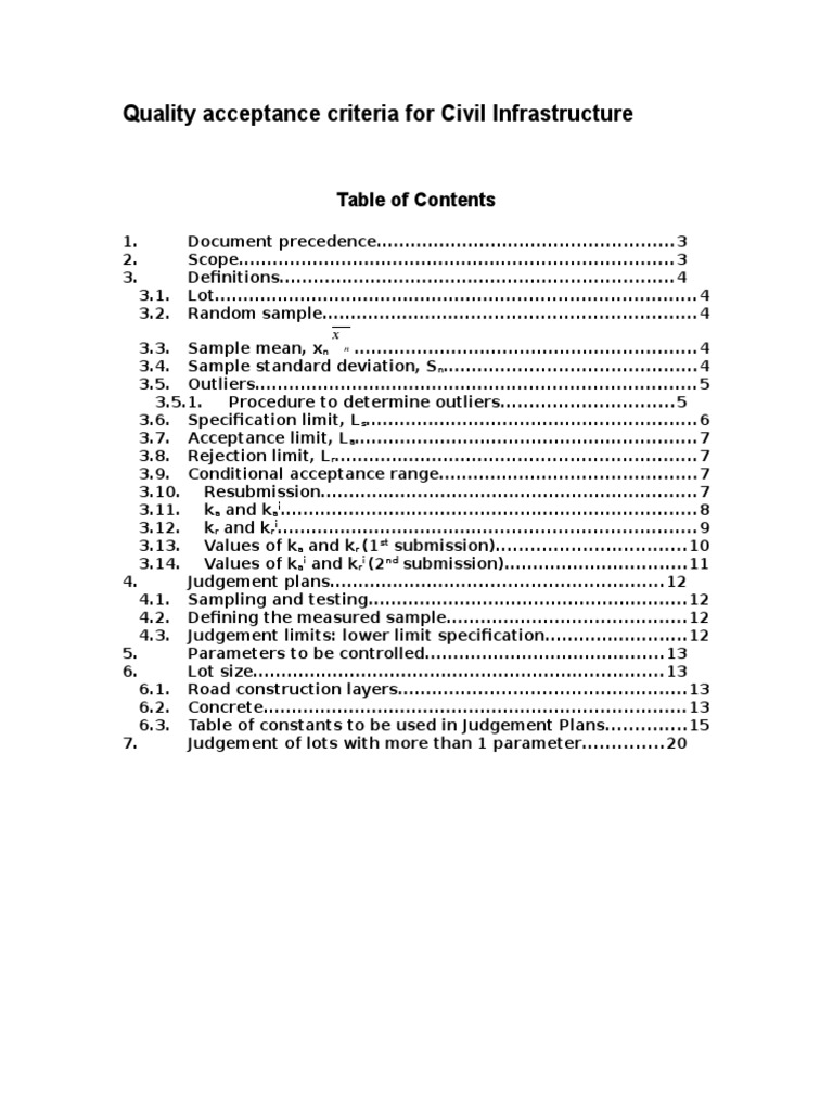 QA Acceptance Criteria | PDF | Outlier | Mean