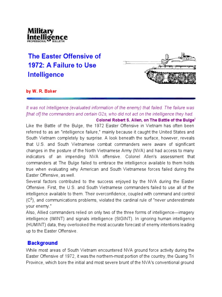 The Easter Offensive of 1972 A Failure To Use Intelligence | PDF ...