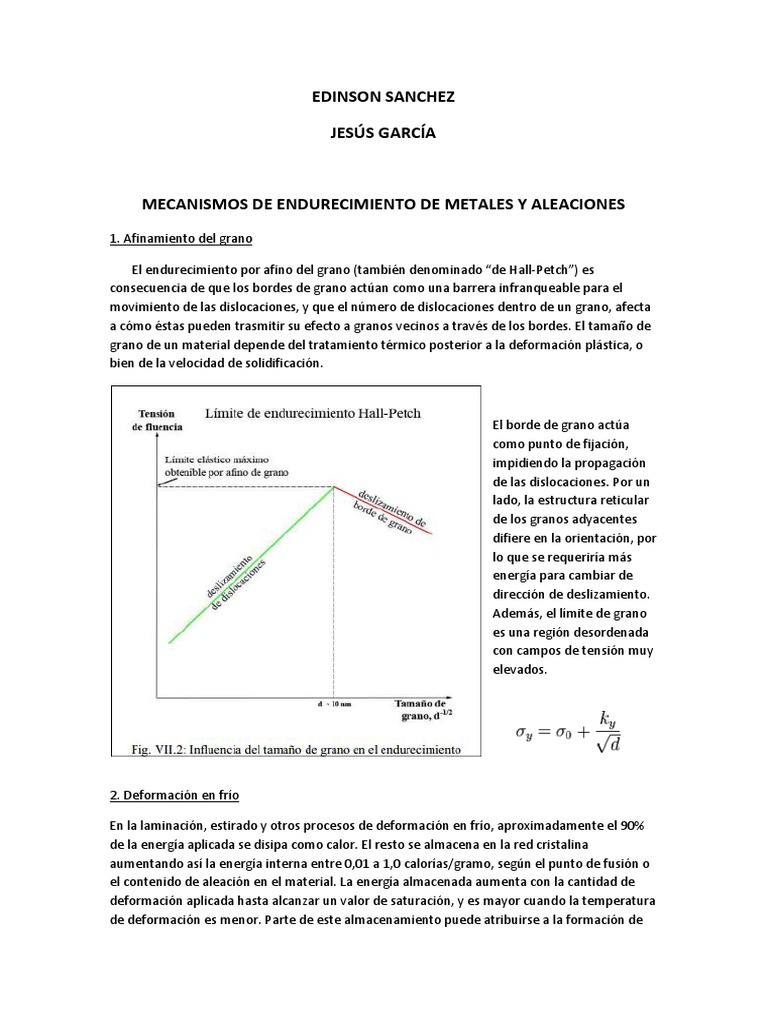 Endurecimiento de Metales y Aleaciones | PDF | Tratamiento a base de ...