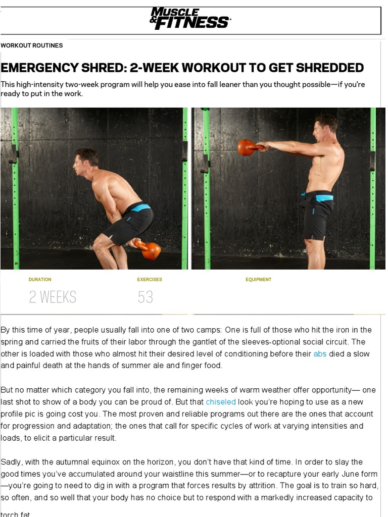 2-Week Emergency Shred Program | PDF | Aerobic Exercise | High ...