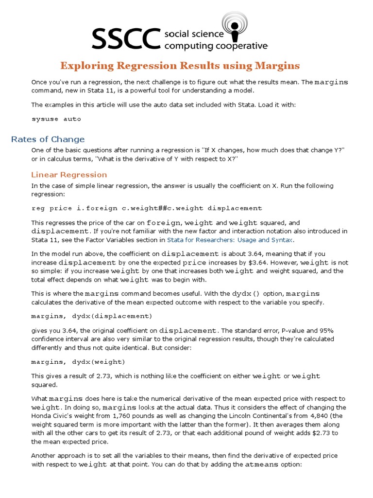 Understanding Regression Results Using Margins | PDF