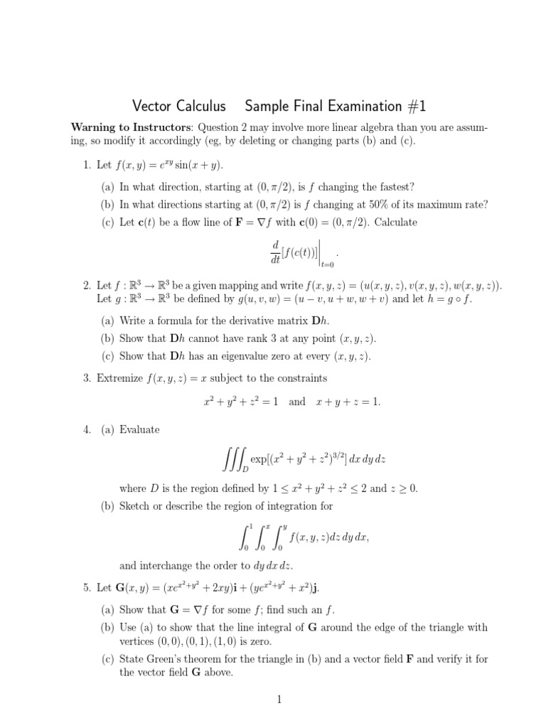 Vector Calc Final - Caltech | PDF