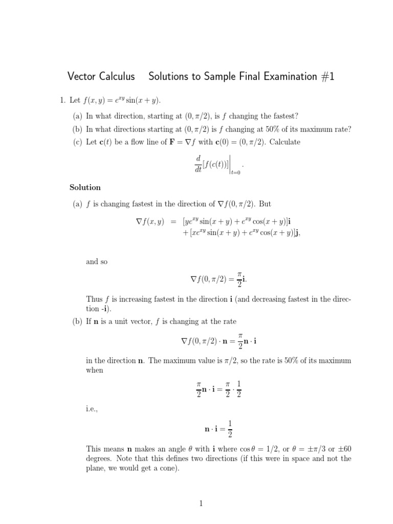 Vector Calc Final Solutions - Caltech | PDF | Eigenvalues And Eigenvectors | Determinant