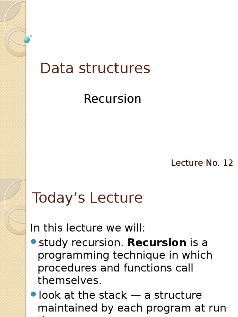Data Structures: Recursion | PDF | Recursion | Subroutine
