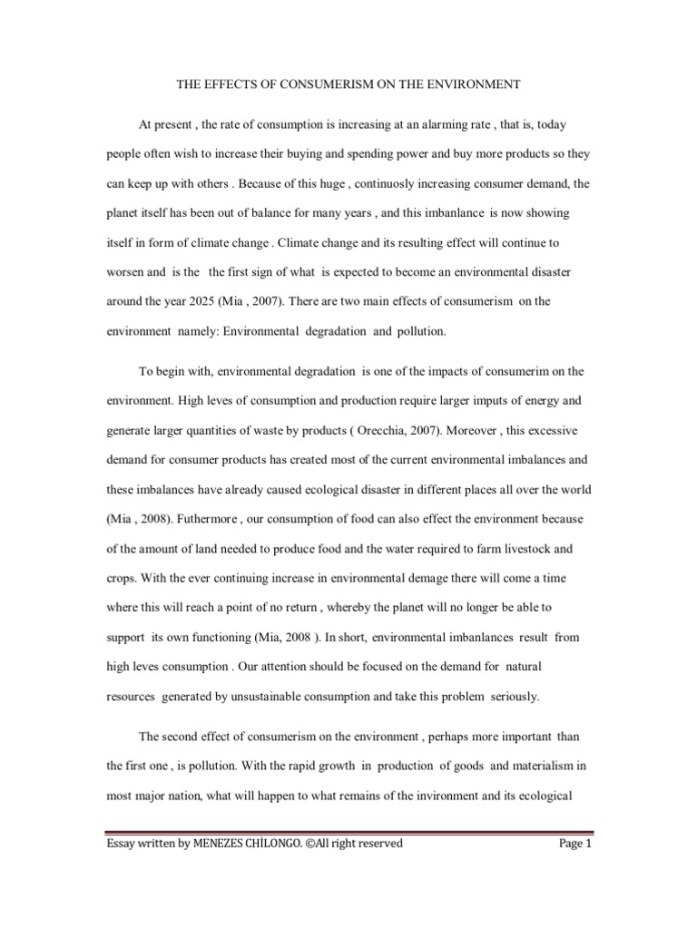 The Effects of Consumerism On The Environment | PDF | Consumerism ...