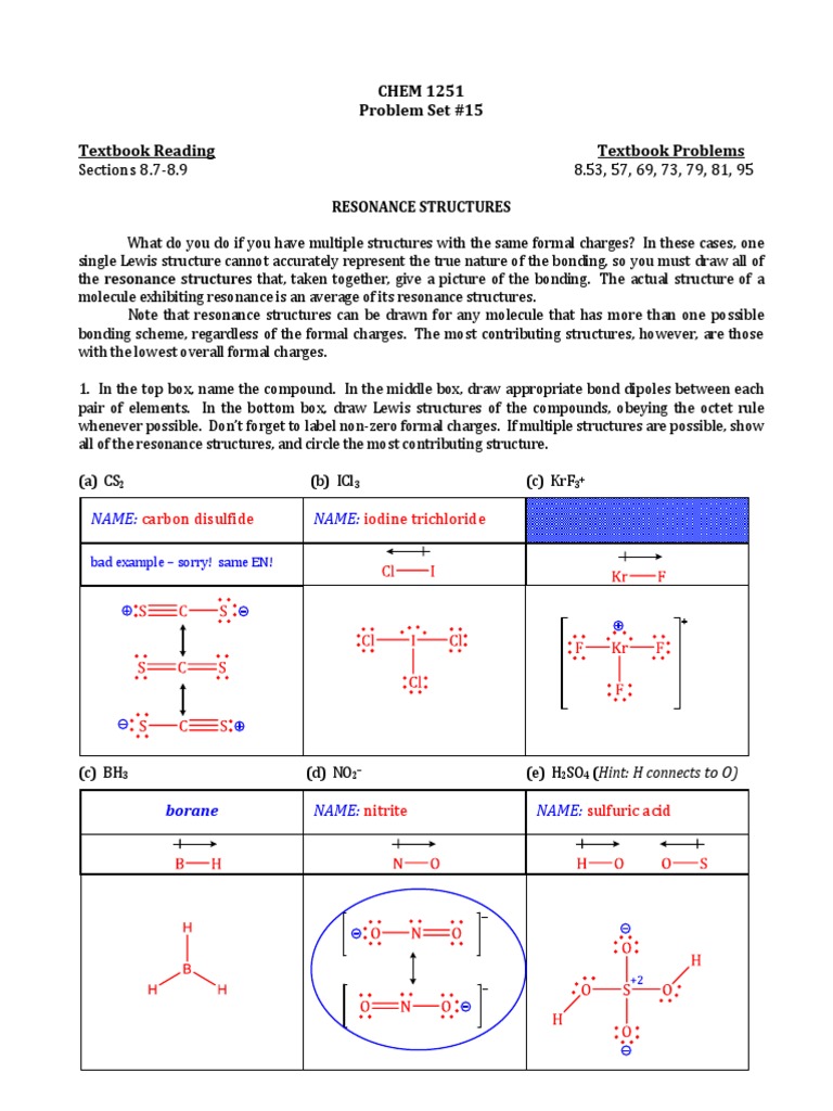 Resonance Structures in Chemistry | PDF | Chemical Bond | Nitrogen Dioxide