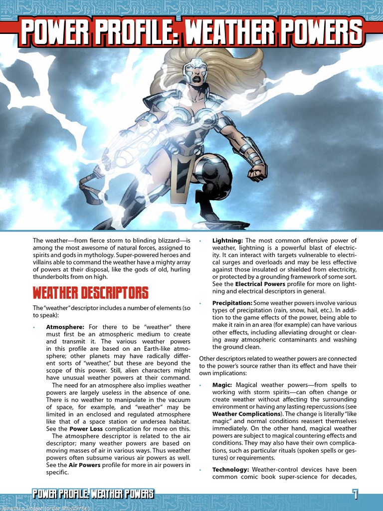 Mutants & Masterminds Power Profile 6 Weather Powers | PDF | Weather ...