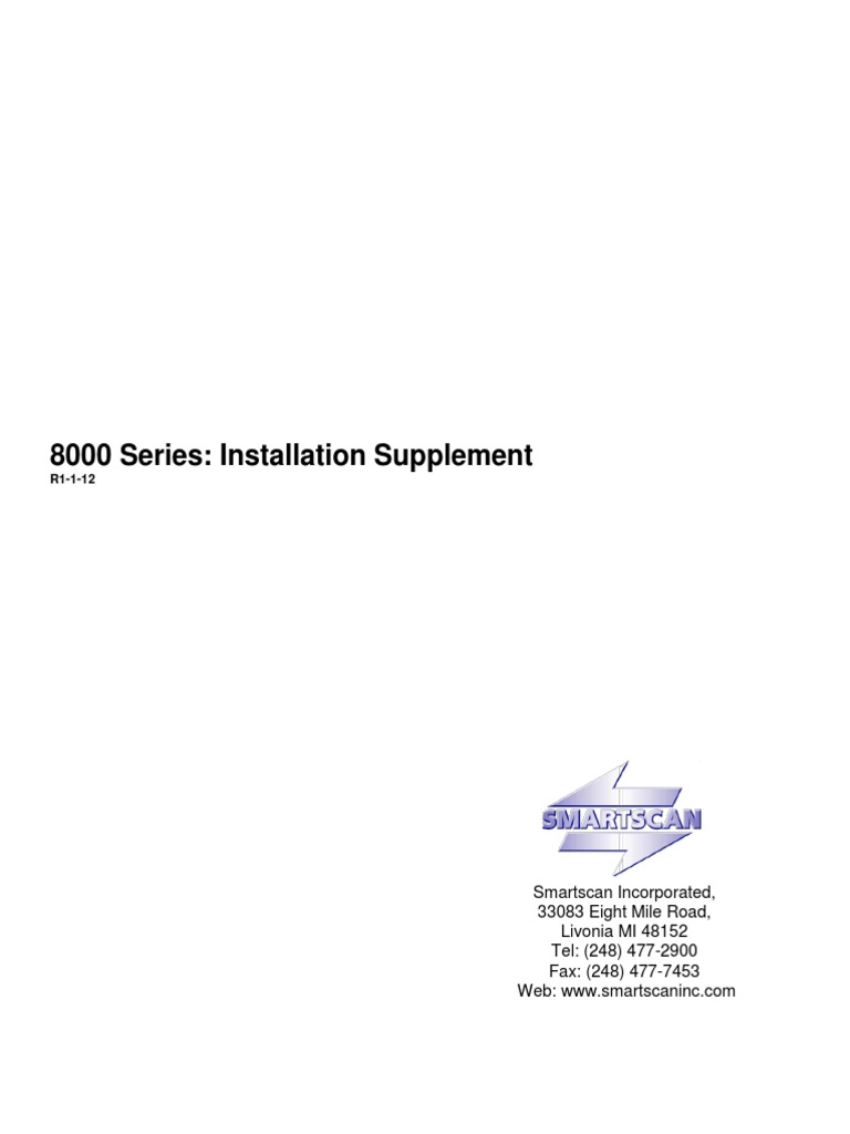 SmartScan 8000 Installation Guide | PDF | Switch | Relay