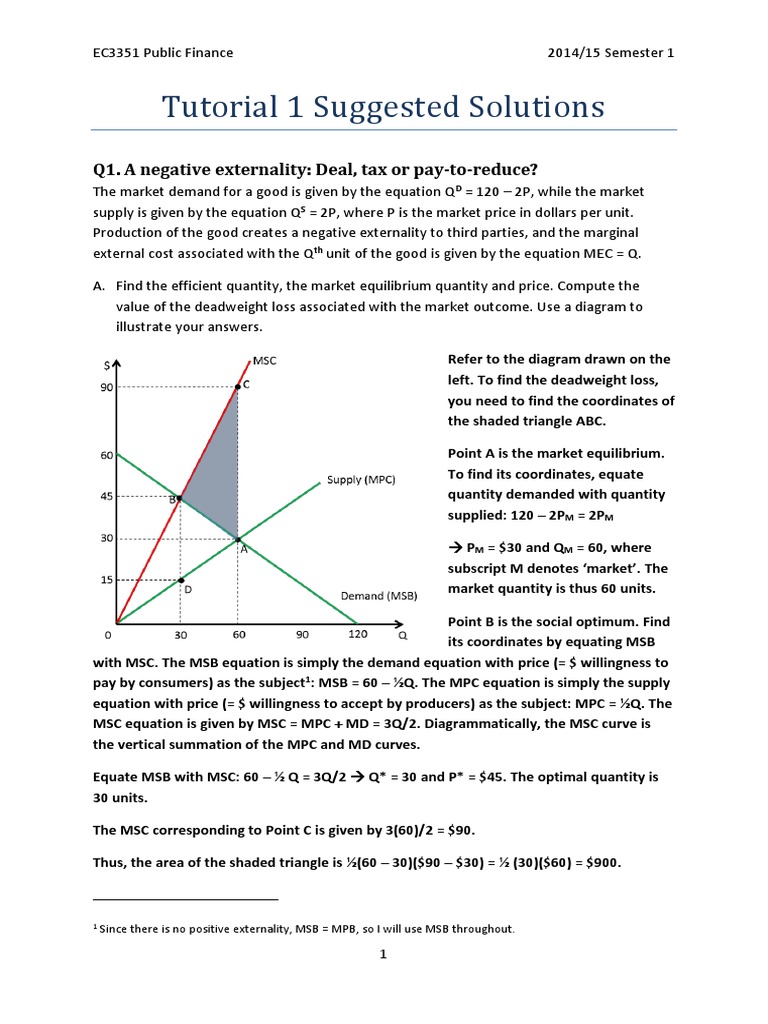 Tutorial 1 Suggested Solutions | PDF | Externality | Cigarette