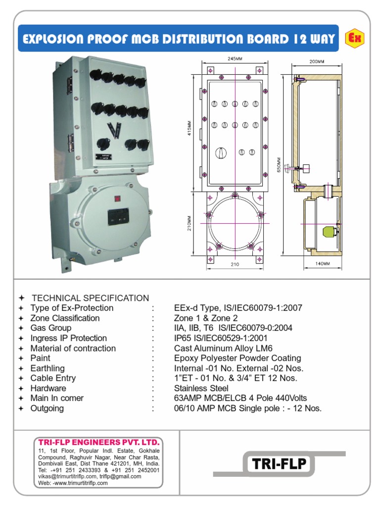 Explosion Proof MCB Distribution Board 12 Way: Tri-Flp | PDF ...