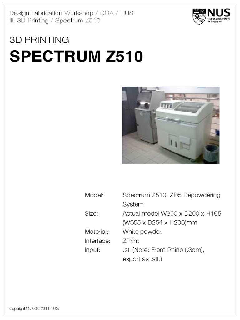 Spectrum Z510: 3D Printing | PDF