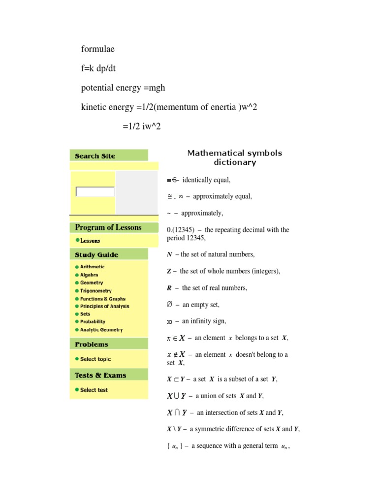 Physics Formulas and Math Symbols Guide | PDF | Teaching Methods ...