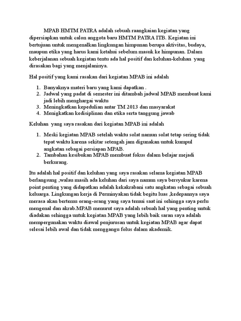 Mpab HMTM Patra Itb | PDF