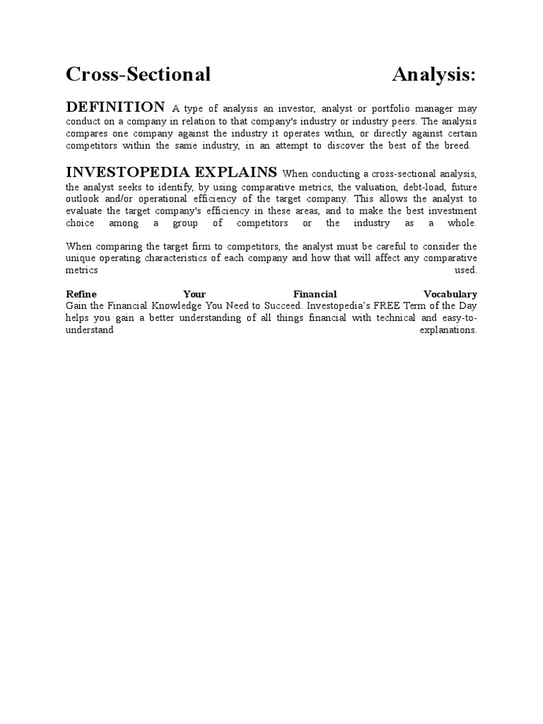 Cross-Sectional Analysis in Finance | PDF