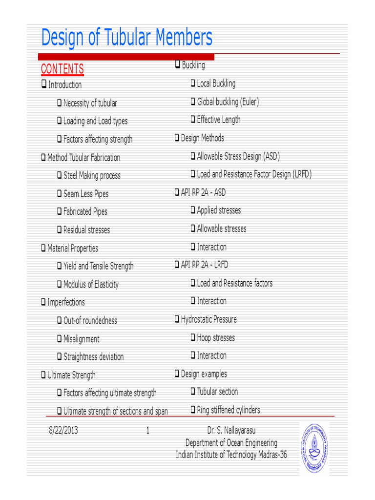 Design Principles for Tubular Members | PDF