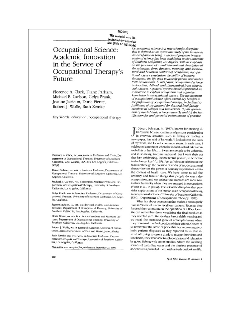 Occupational Science Academic Innovation in The Servic of OTs Future | PDF