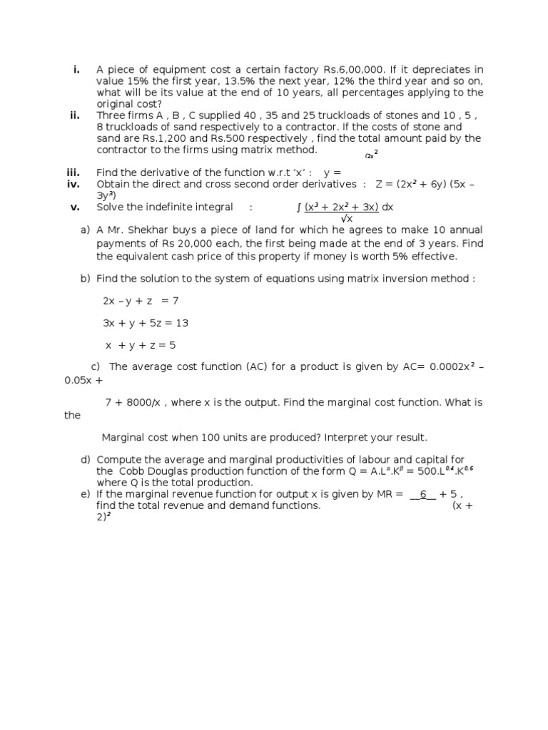 Maths Worksheet | PDF | Economic Surplus | Economic Equilibrium