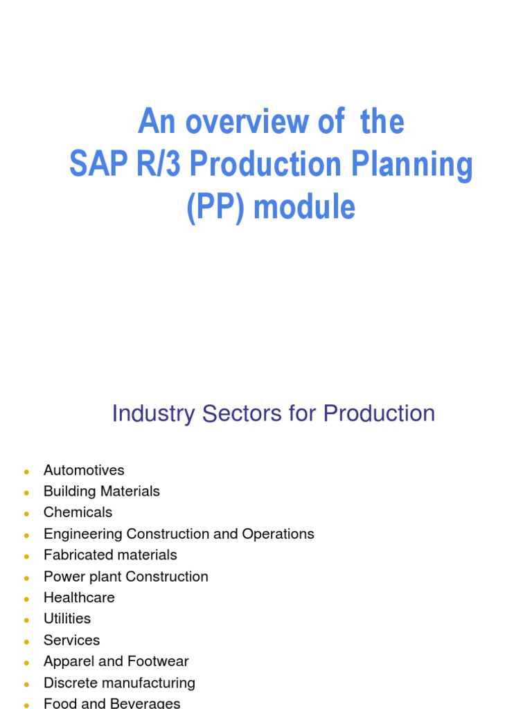 Sap PP PDF | PDF | Supply Chain Management | Business Process Management